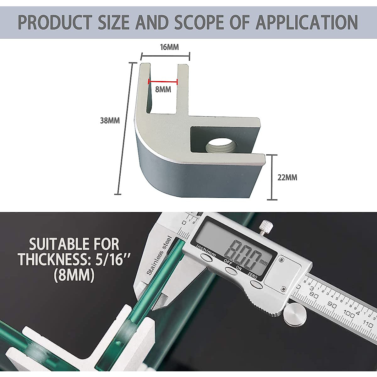 DIY Glass Flame Wind Guard Kit, 8pcs Flame Wind Fire Pit Flame Guard Parts Glass Corner Hardware Connector for Thickness 5/16 inch Glass Aluminum Alloy Non-Slip Bases for Square Glass Wind Guard