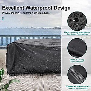 BROSYDA Patio Furniture Covers Waterproof, 90" L × 62" W ×28" H Rectangular Outdoor Furniture Set Covers , Durable Heavy Duty 600D Oxford Patio Furniture Set Covers for Outdoor Table Chair
