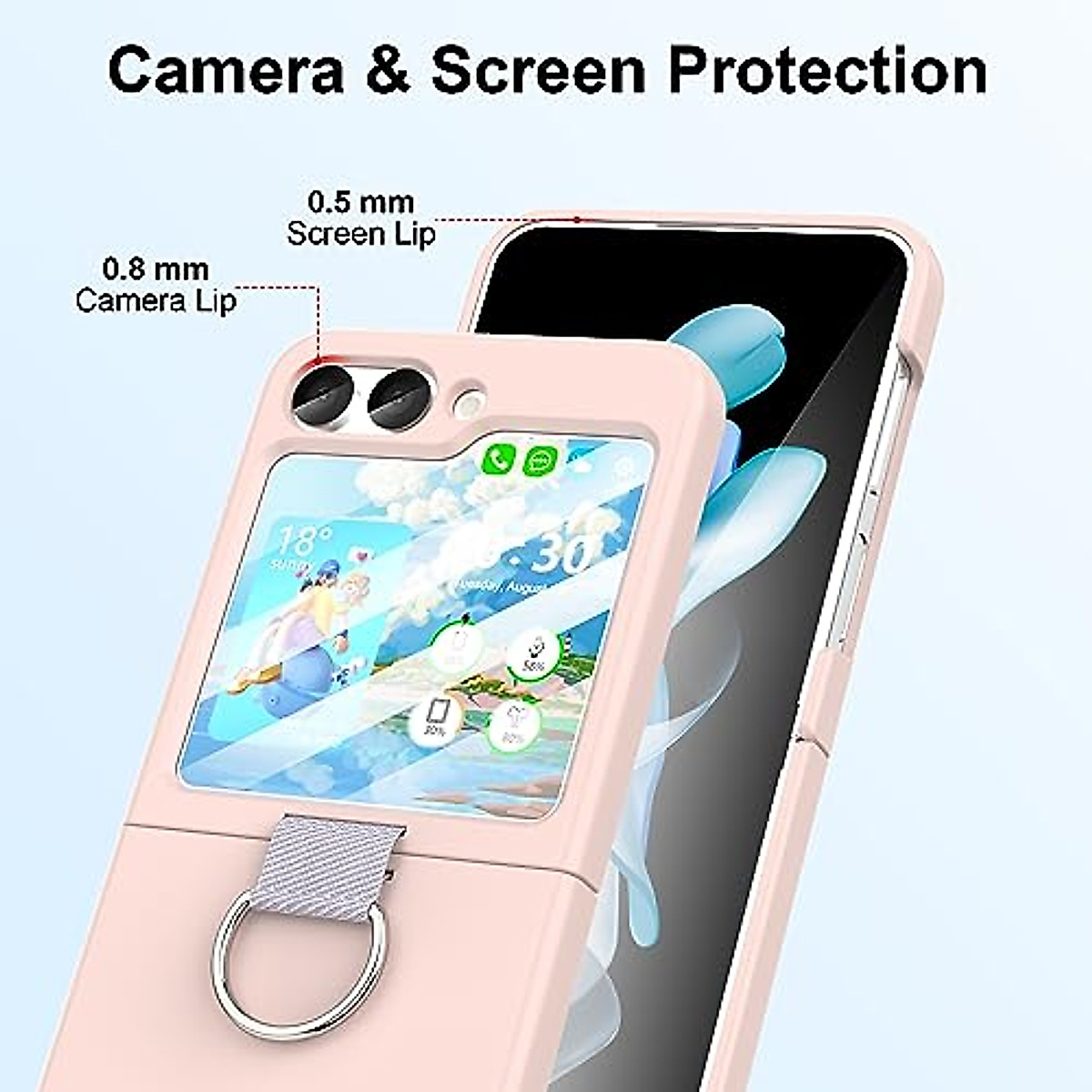 DAKORIE for Samsung Galaxy Z Flip 5 Case with Ring Shockproof Silicone Protective Cover Flip Z 5 Phone Case for Galaxy Z Flip 5 5G 2023 - Pink