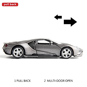 RMZ City 1:36 Scale Diecasting Alloy Car Model Ford GT Toy Car, Pull Back Vehicles Toy Car for Toddlers Kids Boys Girls Gift Gray