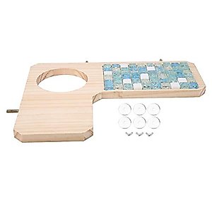 Ichiias Hamster Platform Double-Sided Wooden Rabbit Pedal Small Pet Crystal Stone Cooling Mat Pad, Chinchilla Cage Sturdy Standing and Jumping Wooden Board for Cage Rat Cage