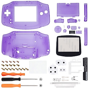 IPS Ready Upgraded eXtremeRate Clear Atomic Purple Replacement Shell Full Housing Cover + Buttons for Gameboy Advance GBA – Compatible with Both IPS & Standard LCD – Console & IPS Screen NOT Included