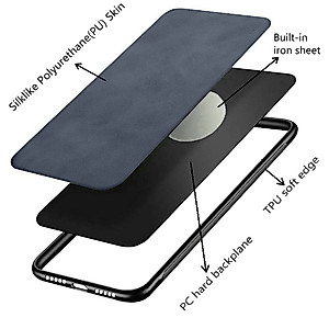 Kepuch Silklike Case for Oppo Reno 6 Pro 5G - Cover Bumper Built-in Metal Plate for Oppo Reno 6 Pro 5G - Blue