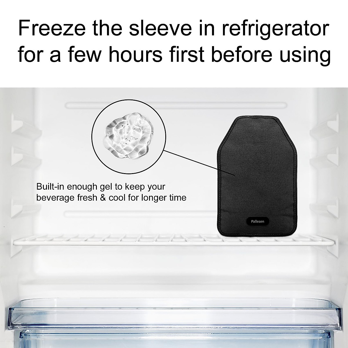 Pallesen Portable Wine Cooler Sleeve - Reusable Bottle Chiller Keeps Red, White & Champagne Cool for 750ml Standard Size Bottles (Black)