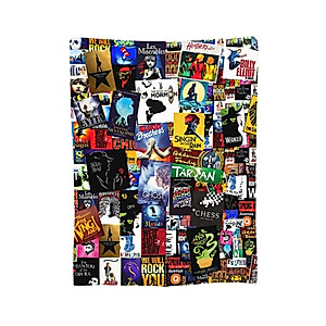 Broadway Musical Collage Blanket Soft Cozy Fleece Throw Blanket Plush Lightweight Warm Fuzzy Flannel Blankets and Throws for Boys Girls Couch Sofa Bed 60"X50"