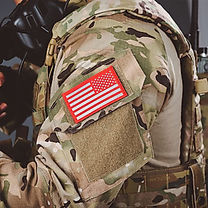 EXCELLENT ELITE SPANKER 2 Pcs American Flag Patch Reflective USA Flags Patches PVC Tactical Patch for Backpack Vest Clothes Hat Patch Military Team Patch(Red)