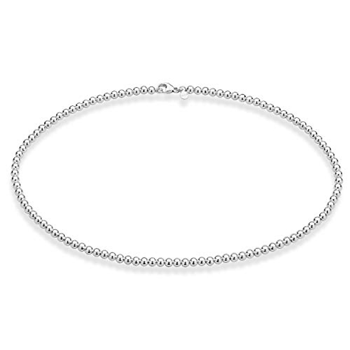 Miabella Italian 925 Sterling Silver Handmade 4mm Bead Ball Strand Chain Necklace for Women, Made in Italy (Length 18 Inches (Small))