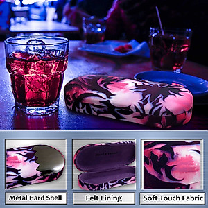 MyEyeglassCase Women Hard Glasses case - Eyeglass Case Hard Shell in Damask Microfiber Print - Small Sunglasses case with Microfiber Pouch and Cloth (AS166L Purple Damask)