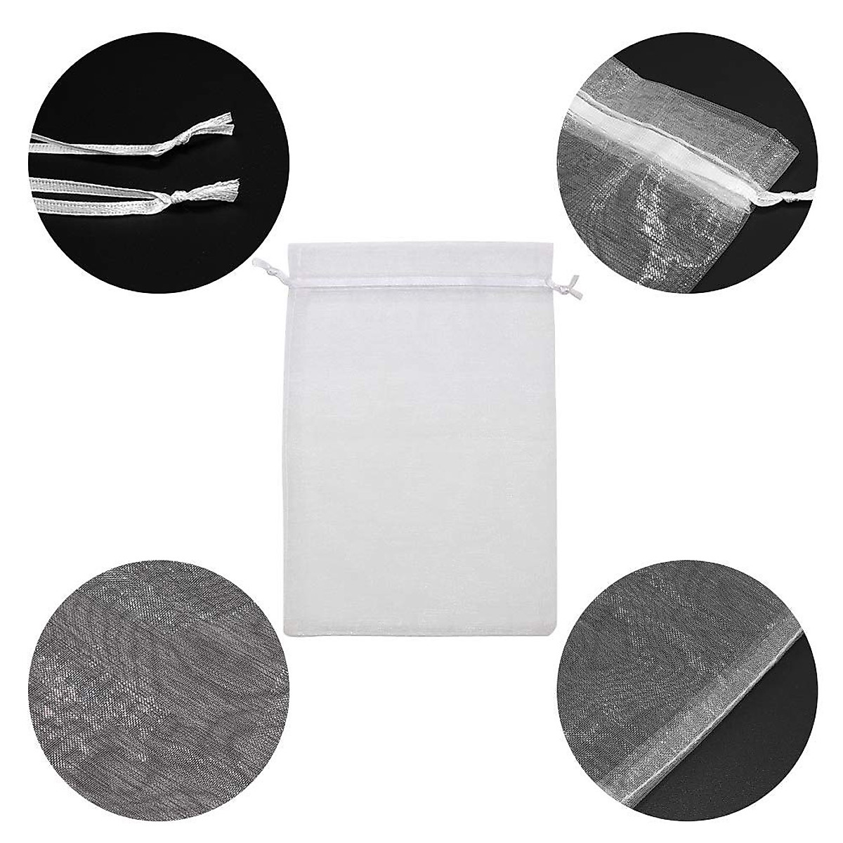 Staruby 100Pcs Organza Bags 3x4 Inches Drawstring Jewelry Gift Bags Mesh Pouches for Wedding Party Christmas Gifts Candy Bags, White
