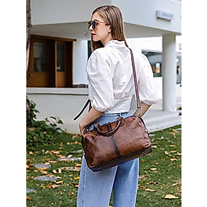 Women Genuine Leather Handbags vintage purses Top Handle Satchel and tote Crossbody Shoulder bags (Vintage Coffee)