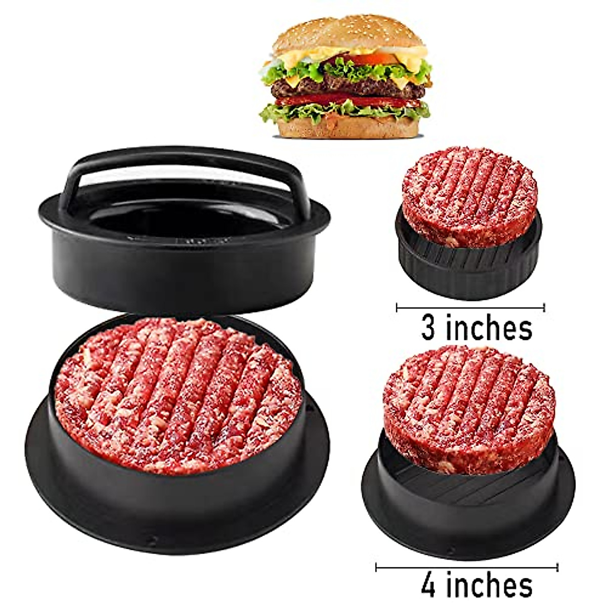 Leden Burger Press Hamburger Press Patty Maker for BBQ Grill 3-in-1 Non Stick Stuffed Burger Mold, Kitchen Tool, Beef Patties and Sliders