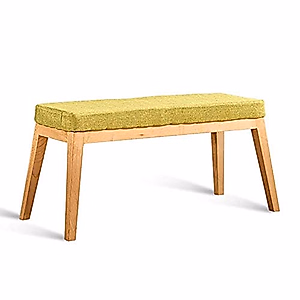 Nordic Bench-Dining Chair Solid Wood Simple Dining Stool Home Low Stool Fashion Shoes Square Stool Dining Stool Bed Tail Stool Footstool (Color:Green)