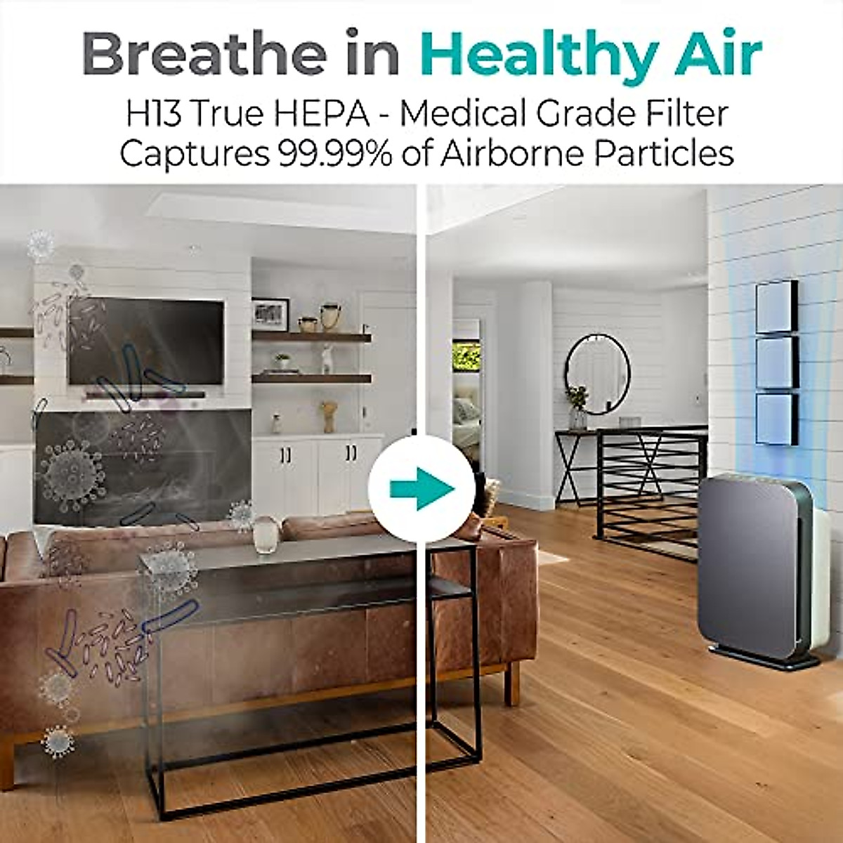 Alen 75i Air Purifier, Quiet Air Flow for Extra-Large Rooms, 1300 SqFt, Air Cleaner for Allergens, Dust, Mold with Long Filter Life