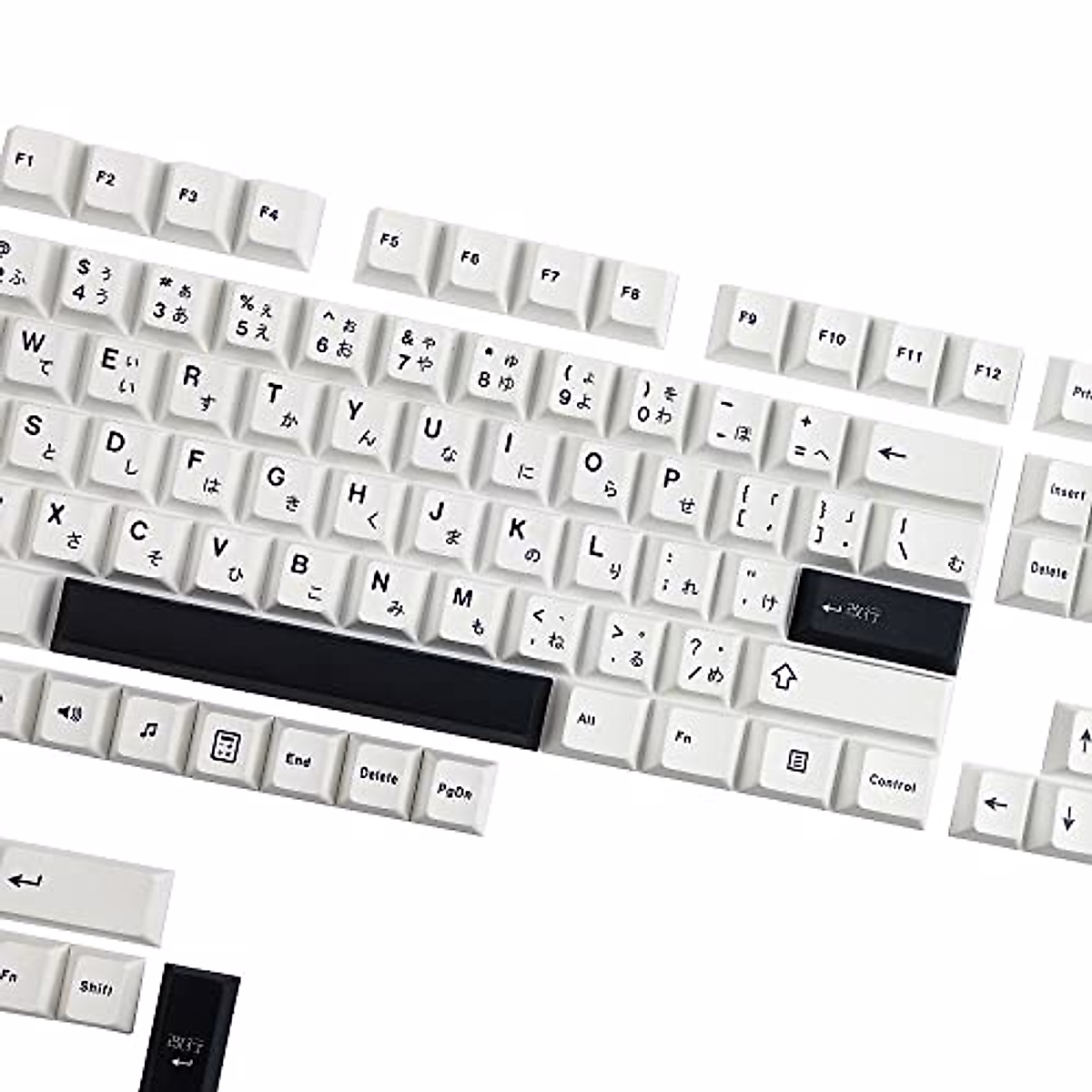 Premium PBT Minimalist Black and White Keycaps - Cherry Profile, DYE Sublimation, 129 Keys for Cherry MX Switches Mechanical Keyboards