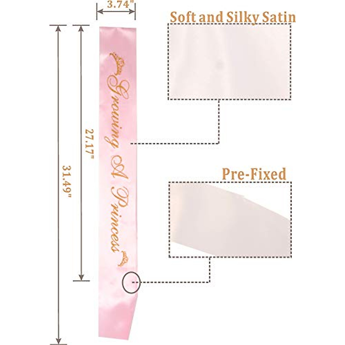 MEANT2TOBE Baby Shower Decoration for Mom to Be and Dad to Be, Premium Metal Pink Tiara + Pink & Gold Sash + Premium Metal Daddy to be Pink & White pin, Maternity for Her and Him
