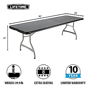 Lifetime Commercial Rectangular Folding Table (4 Pack), 8', Black