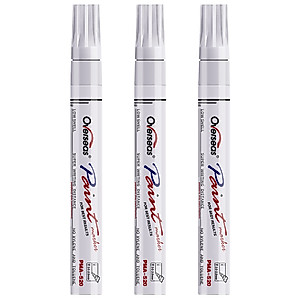 Permanent Paint Markers Pens - 3 Pack White Oil Based Paint Pens, Medium Tip, Quick Drying and Waterproof Marker Pen for Metal, Rock, Wood, Fabric, Plastic, Canvas, Mugs, Stone, Glass