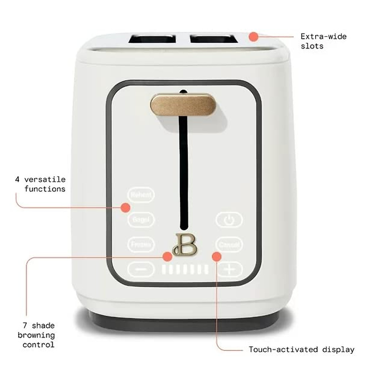 2 Slice Touchscreen Toaster, White Icing by Drew Barrymore
