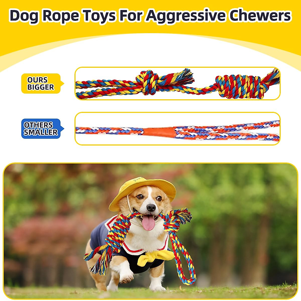 RIGHTPARTS Dog Rope Toys for Small & Medium Large Breed Dogs,Dog Chew Toys for Aggressive Chewers, Cotton Dog Teeth Cleaning Toys, Tug of War Dog Training