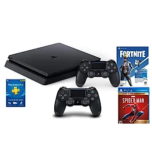 Holiday Family Bundle Sony Playstation 4 1TB Slim- Jet Black (Renewed)