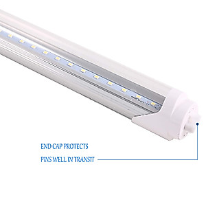 HMINLED 48’’ Double-Ended 6000K Clear LED Tube, 4 ft T8 Ballast Bypass Bulb, 22W (65W Fluorescent Replacement) 6500K Tubelight, 2400LM Bright Light, T10 T12 Type B Cool White (25-Pack)