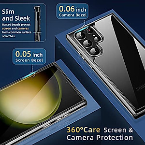 HARMARK Crystal Clear Designed for Samsung Galaxy S23 Ultra Case, [Anti-Yellowing] [Military Grade Shockproof] Hard PC Back Phone Case for Samsung S23 Ultra Case -Clear