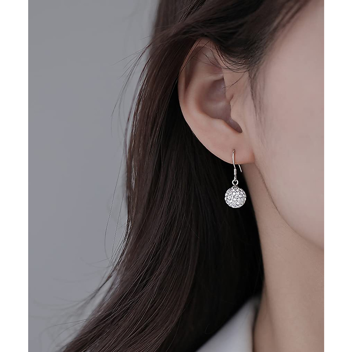 SLUYNZ 925 Sterling Silver Rhinestone Drop Earrings for Women Teens Shiny CZ Ball Dangle Earrings