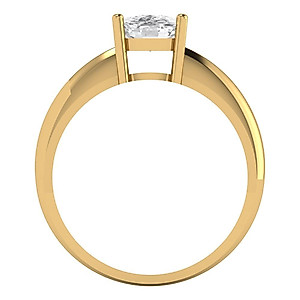 Clara Pucci 1.50 ct Cushion Cut Solitaire Genuine Moissanite Wedding Bridal Designer Anniversary Engagement Ring in 14k Yellow Gold