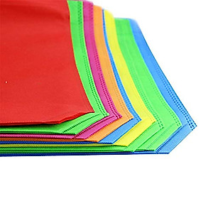 Shindel 24 Pack 13" Tote Gift Bags One Side Blank Non-woven Bags Colored Treat Bags, Easter Egg Hunt Bags