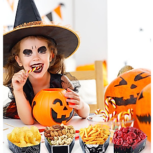 MUNILAIL 24 Pcs Halloween Paper Trays Halloween Nacho Trays Halloween Coffin Food Holder Trays Disposable Serving Trays for Halloween Party Supplies Halloween Food Trays