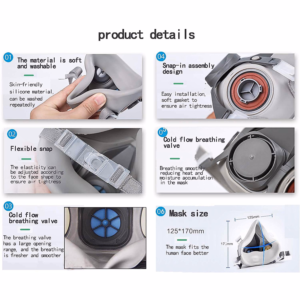 NC Reusable Face Cover Set for Painting Against Dust/Organic Vapors/Smells/Fumes/Sawdust/Asbestos Suitable for Painting,Staining,Car Spraying,Sanding &Cutting