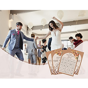 Find The Guest Bingo Bridal Shower Games,Rustic Orange Flower Bridal Shower Game Cards,Bridal Shower Games 30 Guests,Bachelorette Party Games,Wedding Games,Engagement Party Game,Shower Decoration(1)