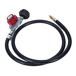 GasSaf 4FT 0-10PSI Adjustable High Pressure Propane Regulator Grill Connector with Hose for Tabletop Grill,Fire Pit Table, Turkey Fryer,Fish Fryer and More