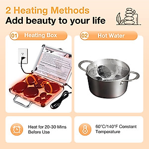 SLIMSTY Hot Stones Massage Set, 18 Pcs Basalt Hot Stones with Heater Kit, Massage Stones for Professional or Home spa, Relaxing, Healing, Pain Relief