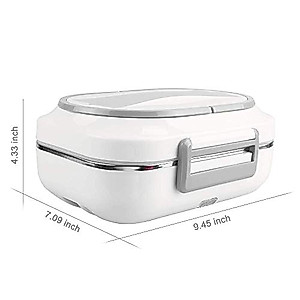 CTSZOOM Electric Lunch Box Food Warmer for Car Truck and Home Portable Food Warmer Heater 3 compartment Container with Spoon and Fork Lunch Box White