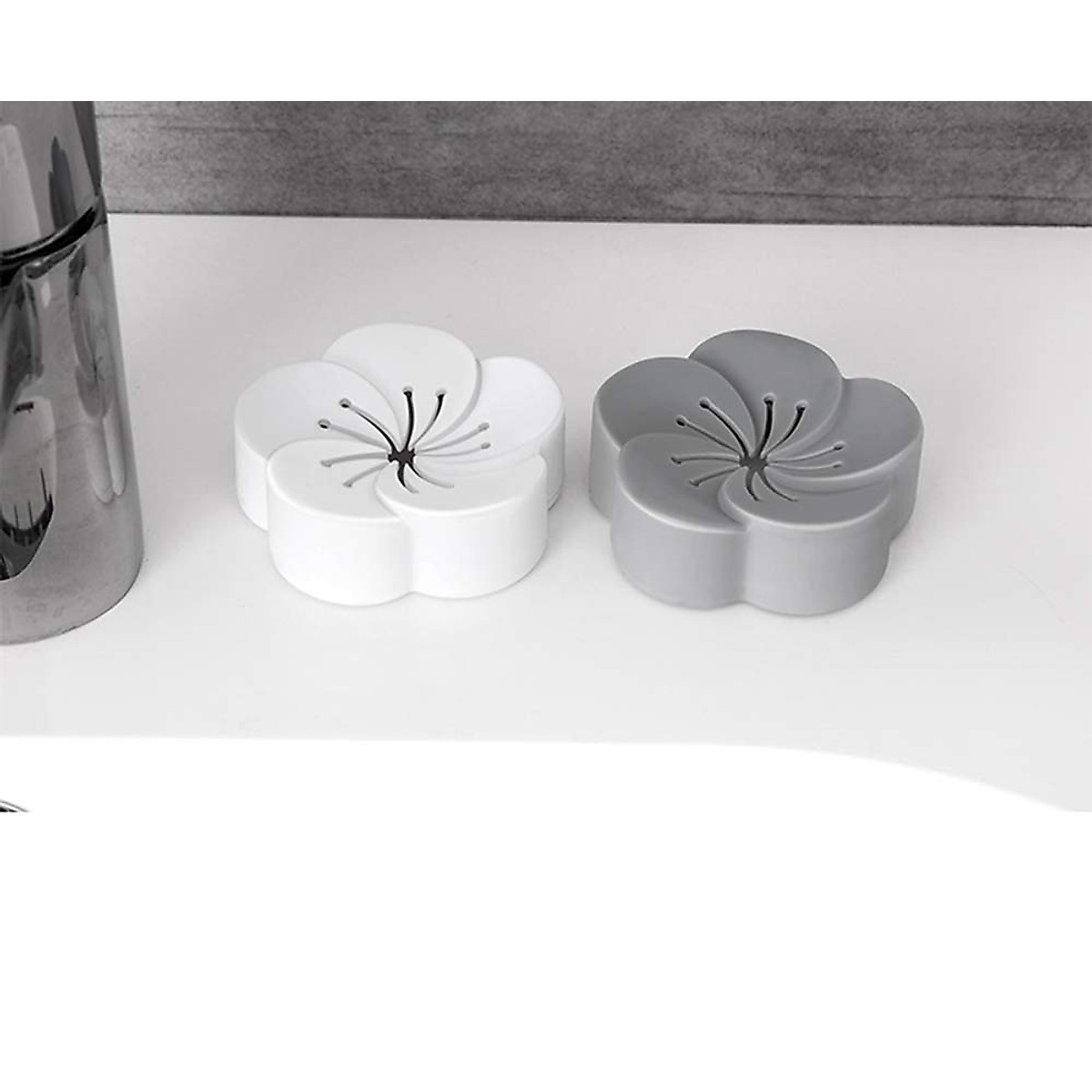 AKOAK 2 Pcs Flower Aromatherapy Box Wardrobe Deodorant Box, Home Bedroom Toilet Toilet Deodorant Aromatherapy Storage Box (Gray)