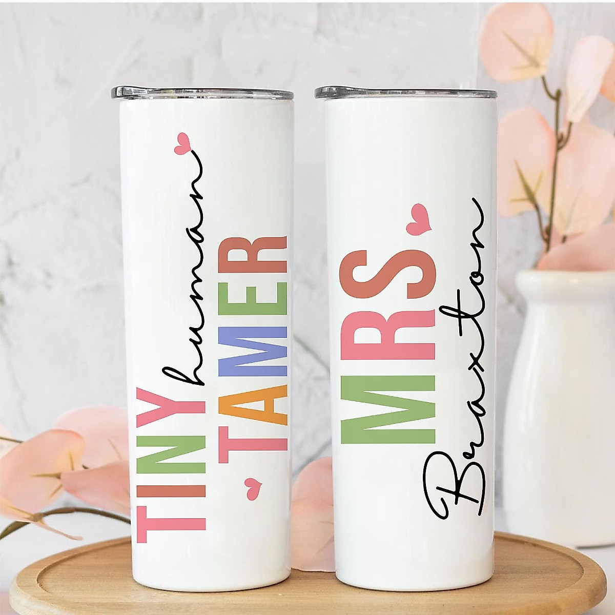 Teacher Gifts Tiny Human Tamer Tumbler Teacher Appreciation Thank You Gifts Best Teachers Ever Gift Custom Coffee Cup for Men Women Teachers Day Mothers Day