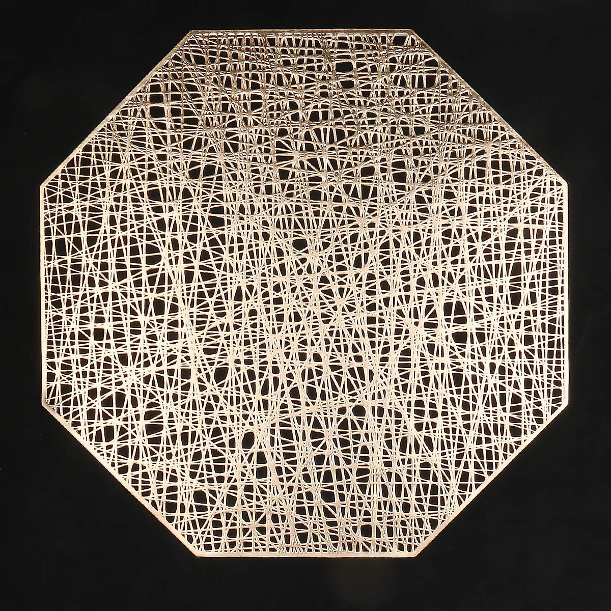 U'Artlines Octagonal Placemats Hollow Out Mats Vinyl Non-Slip Heat Insulation Kitchen Table Mats(Octagonal Gold, 6pcs)