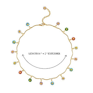 Fettero Cute Choker Necklace for Women Colorful Daisy Flower Choker Cute Chain Choker Necklace Delicate Fashion Gold Dainty Simple Necklace for Women Jewelry Gifts -Colorful Daisies