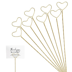 Bonsicoky 40 Pack Gold Floral Card Holder Picks - 12.4" Metal Gift Card Holder - Round Shaped Place Card Holder for Wedding Birthday Party Bouquet Decorations