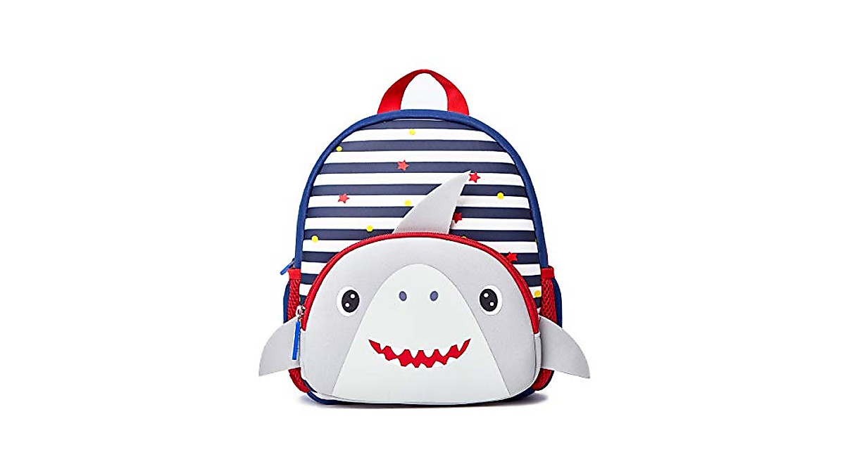 Cute Grey Shark Toddler Backpack - Waterproof & Eco-Friendly