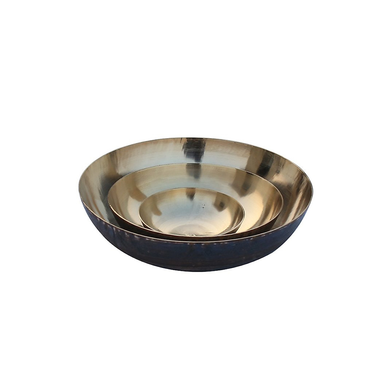 De Kulture Ayurveda Pure Kansa Bronze Nested Bowls Set of 3 for Biryani, Ramen, Noodle, Macaroni, Spaghetti and Pasta, Ideal for Serving & Dining Table Decoration