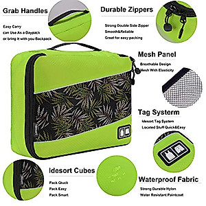 8 Set Packing Cubes, Travel Luggage Bags Organizers Mixed Color Set (Green Black)