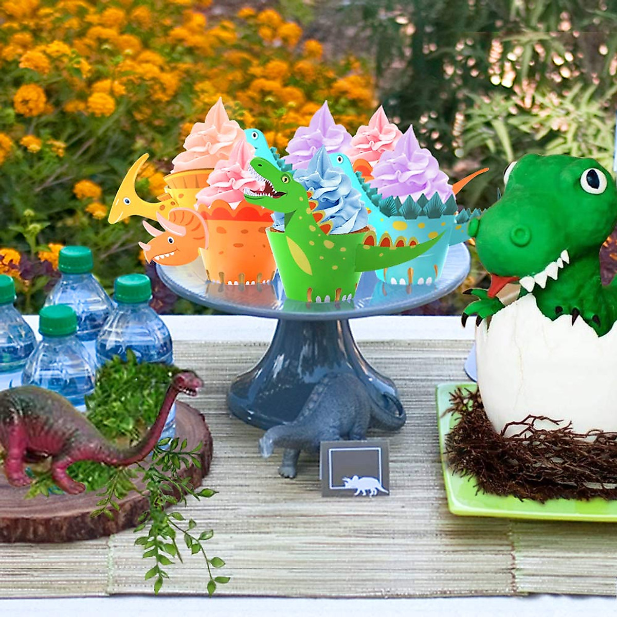 Dinosaur Cupcake Wrappers Toppers(48Pack),Konsait Little Dino Cupcake Toppers Cake Table Decorations Party Supplies for Boys Kids Birthday Party Decor Favors