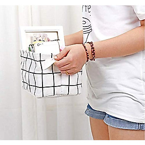 Tamicy Mini Storage Basket（Pack of 5）- Blend Storage Bins for Makeup, Book, Baby Toy,8x6x5.5 inch Home Decor Canvas Organizers Bag 8x6.3x5.1 inch
