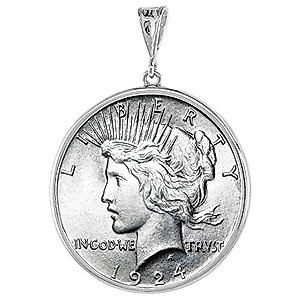 Sterling Silver Dollar Bezel 38 mm Coins Prong Back Round Edge Mexican Olympic One Dollar Coin NOT Included