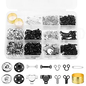 112 Pairs Sewing Hooks and Eyes Closure Set 3 Styles Sewing Skirt Hooks, Sew-on Snaps, Hook and Eye Latches for Trousers Skirt Dress Bra Sewing DIY Crafting