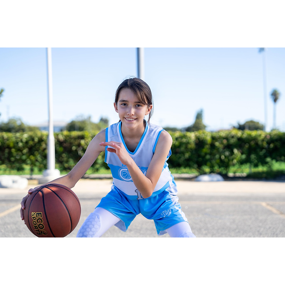 Eco Sports 27.5 Kids Basketball - Size 5 Vegan Leather Basketballs for Boys & Girls - Youth Indoor Basketballs for Beginners