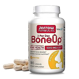 Jarrow Formulas BoneUp Three Per Day - 180 Capsules - 60 Servings - For Bone Support & Skeletal Nutrition - Includes Naturally Derived Vitamin D3, K2 (as MK-7) & 1000mg Calcium - Gluten Free - Non-GMO