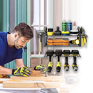 Godboat Power Tool Organizer, Garage Storage for Mens Gifts, Tool Storage as Dad Gifts, Wall-Mount Garage Organization, Floating Shelves for Tool Box & Pegboard, Cool Gadgets, Fathers Day Dad Gifts